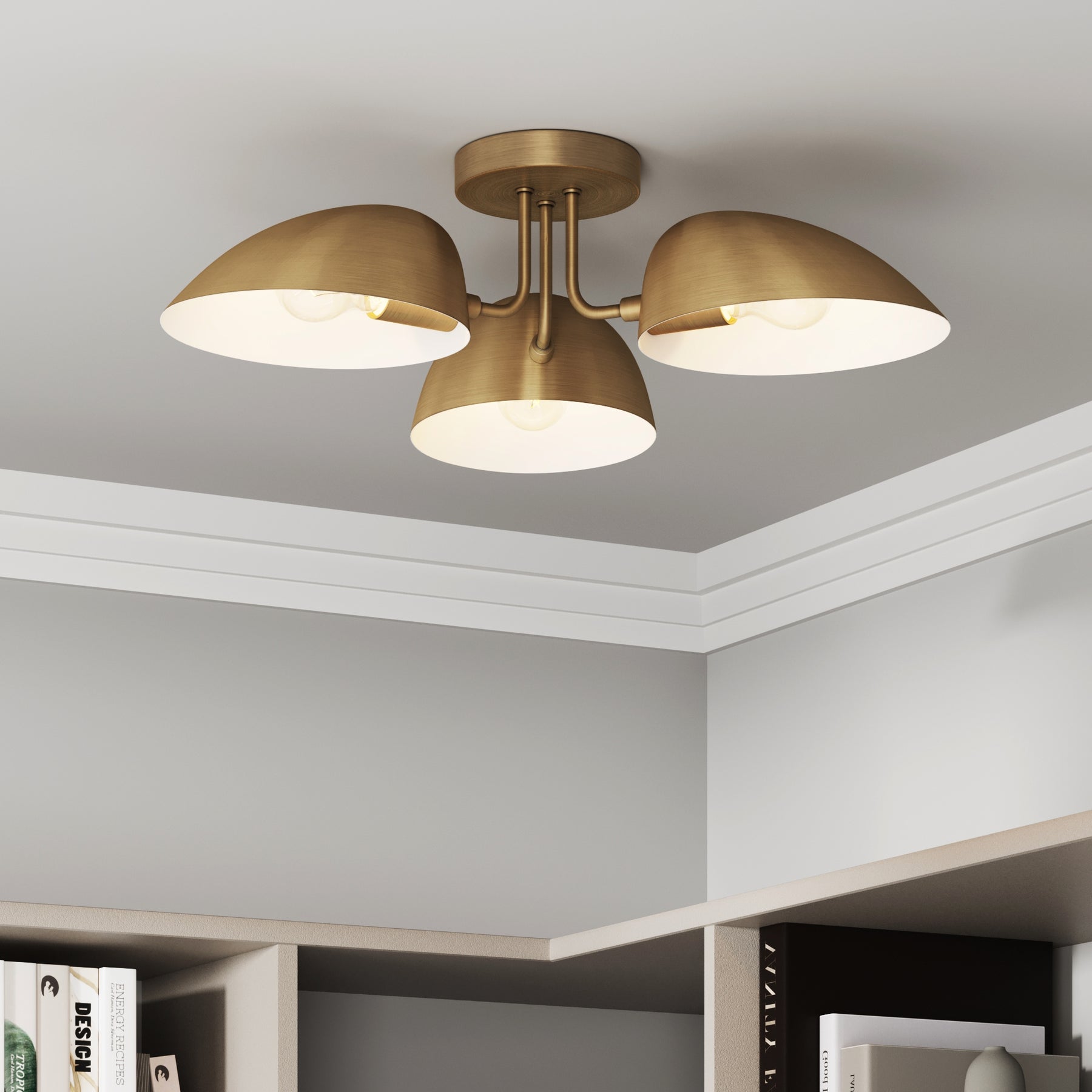 Argo Flush Mount Metal Brass 3-Arm | Nathan James
