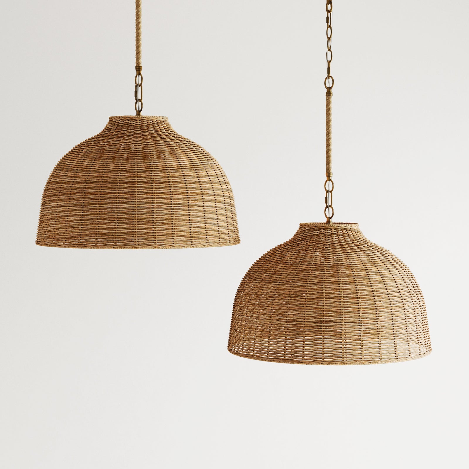 Augustine Modern Farmhouse Rattan Pendant Light with Brass Metal Tube ...