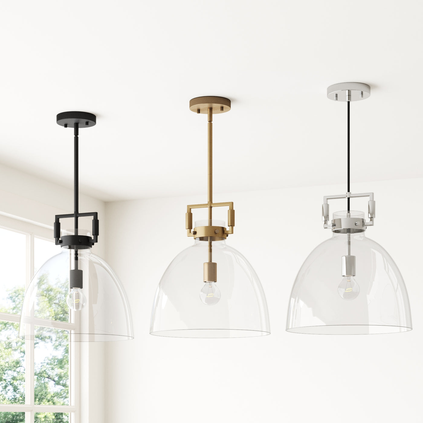 Leigh Pendant Light Fixture Oversized Glass Dome | Nathan James