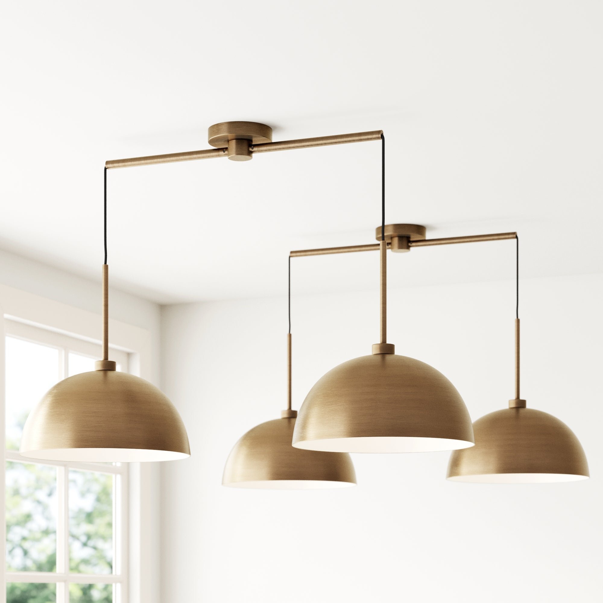 Percy Modern Brass Pendant Kitchen Light Set of 2 | Nathan James