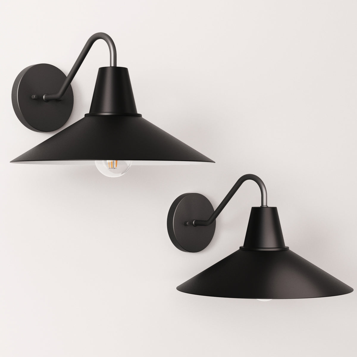 Zemi Outdoor Wall Light Metal Matte Black Set of 2 | Nathan James