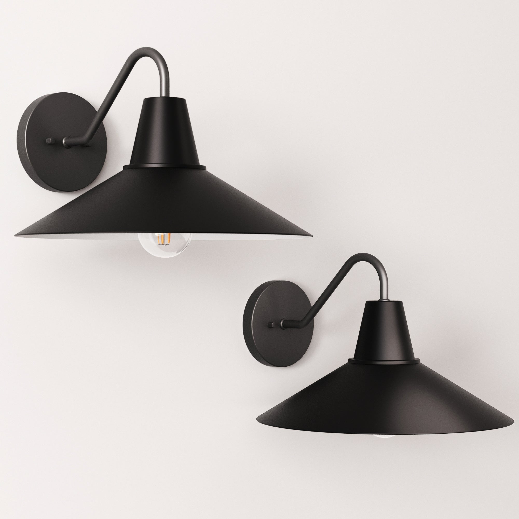 Zemi Outdoor Wall Light Metal Matte Black Set of 2 | Nathan James