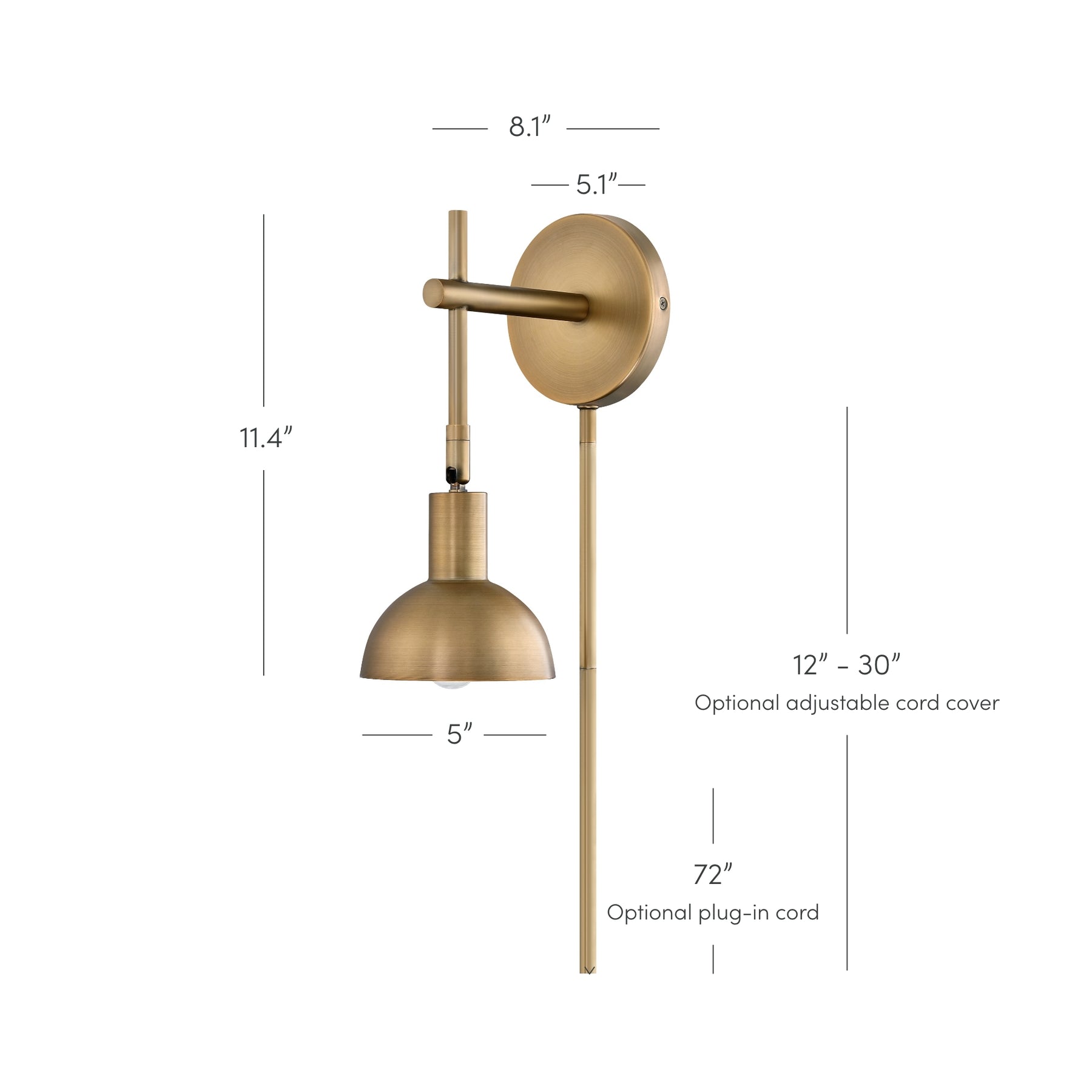 Tamlin Mid-Century Plug in Wall Sconce Light Brass | Nathan James