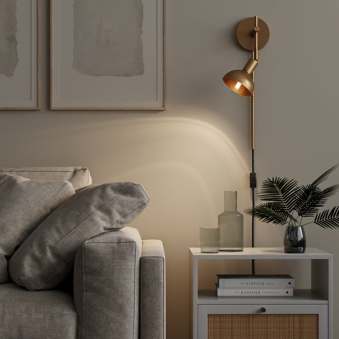 Tamlin Mid-Century Plug in Wall Light Brass Set of 2 | Nathan James