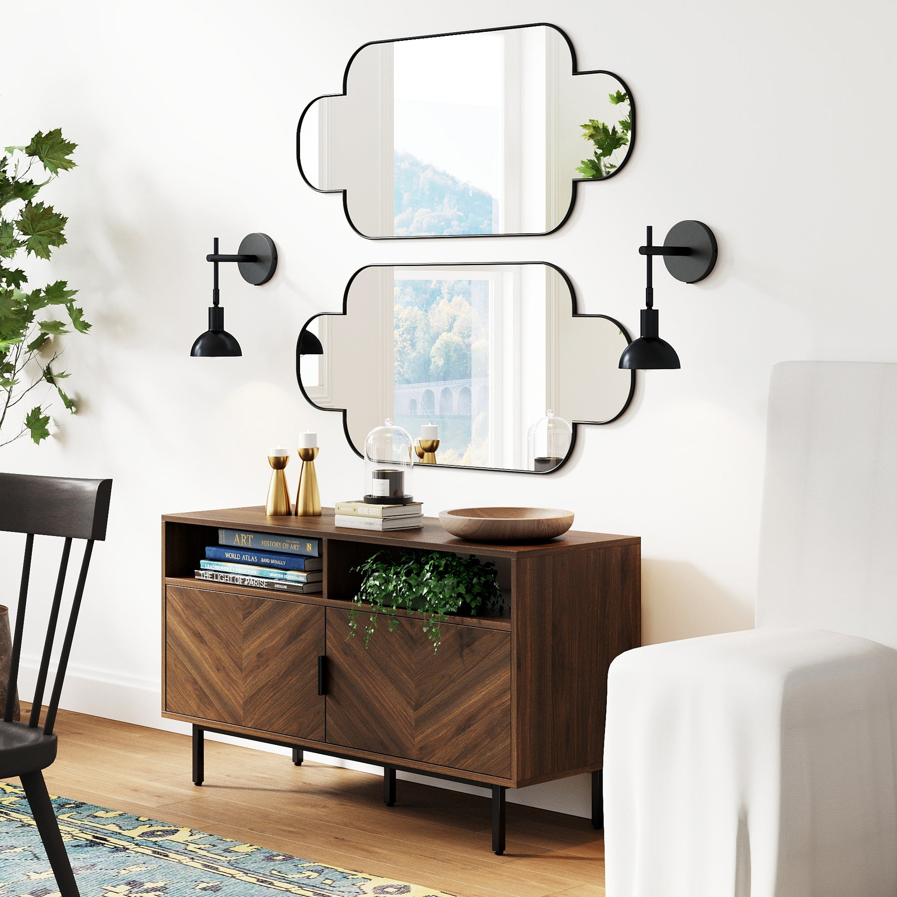 Tamlin Mid-Century Plug in Wall Sconce Light Black | Nathan James