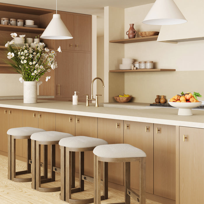 Veya Bar Stool Wooden Light Brown Set of 4 | Nathan James