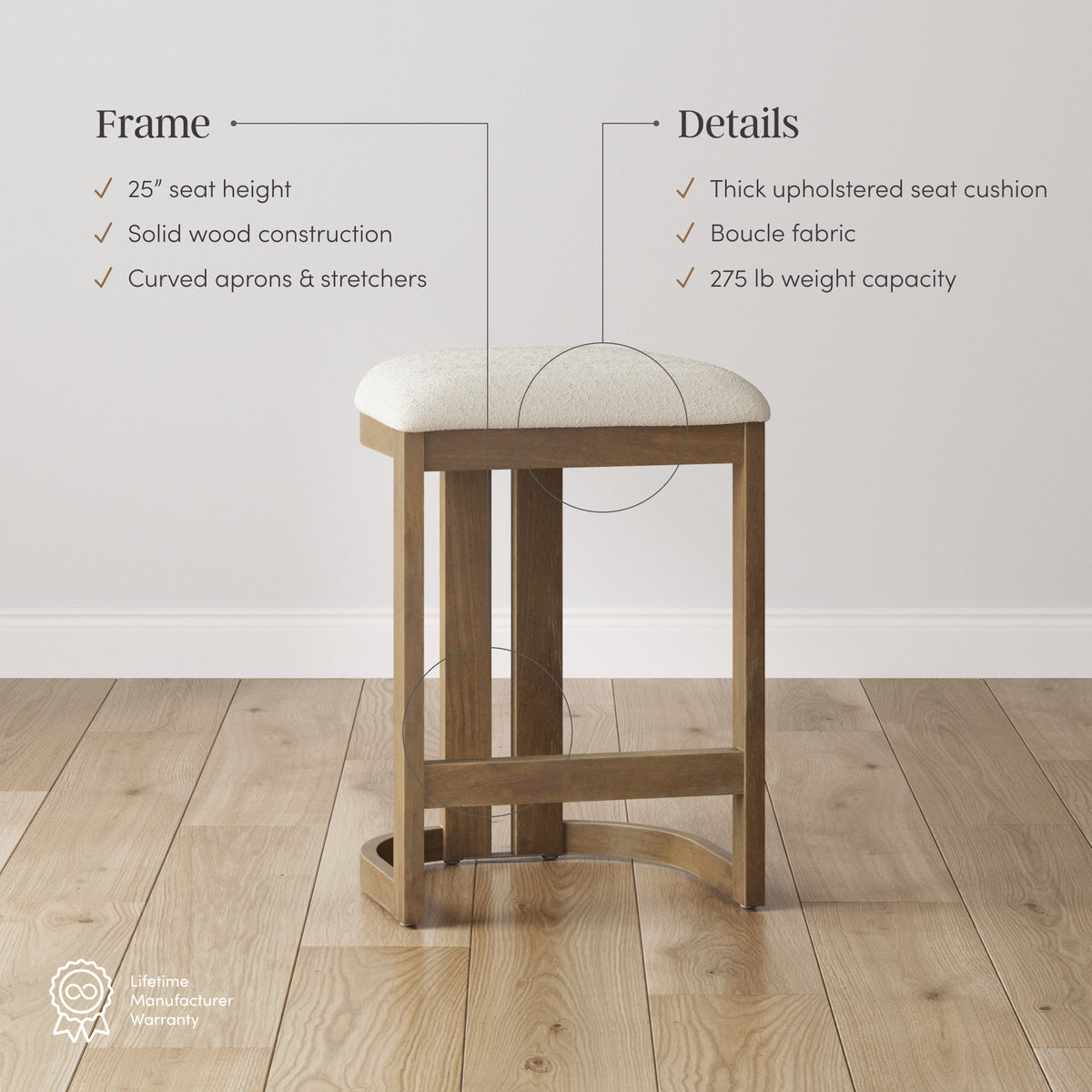 Veya Bar Stool Wooden Light Brown Set of 2 | Nathan James