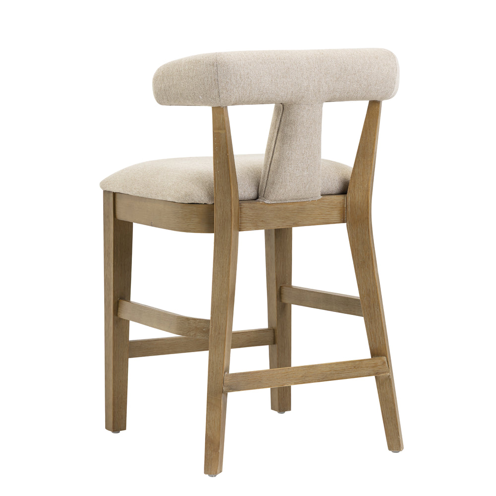Sofia Bar Stool Upholstered Counter Height Light Brown | Nathan James