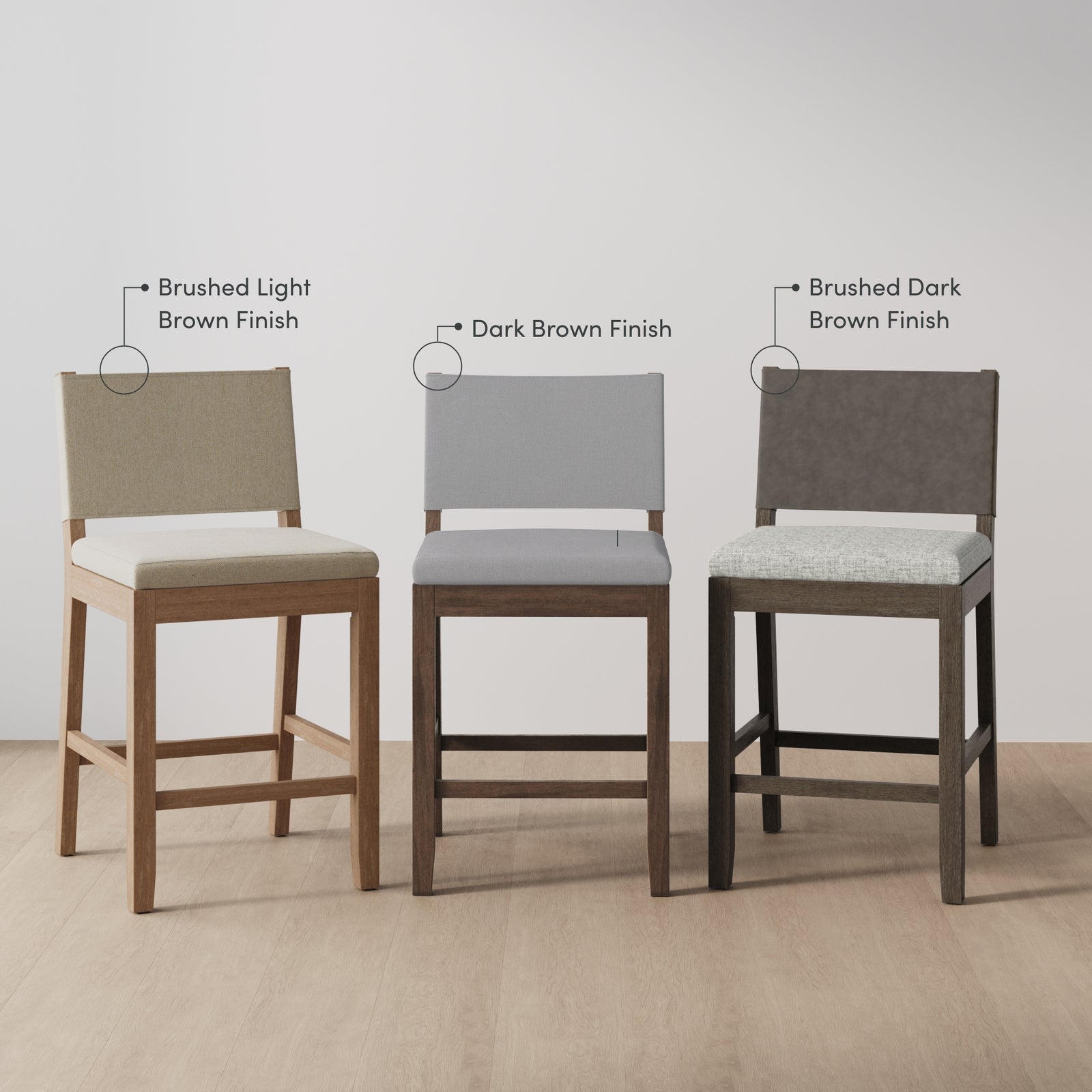 Linus Dark Brown Wood & Cushioned Bar Stool with Back | Nathan James