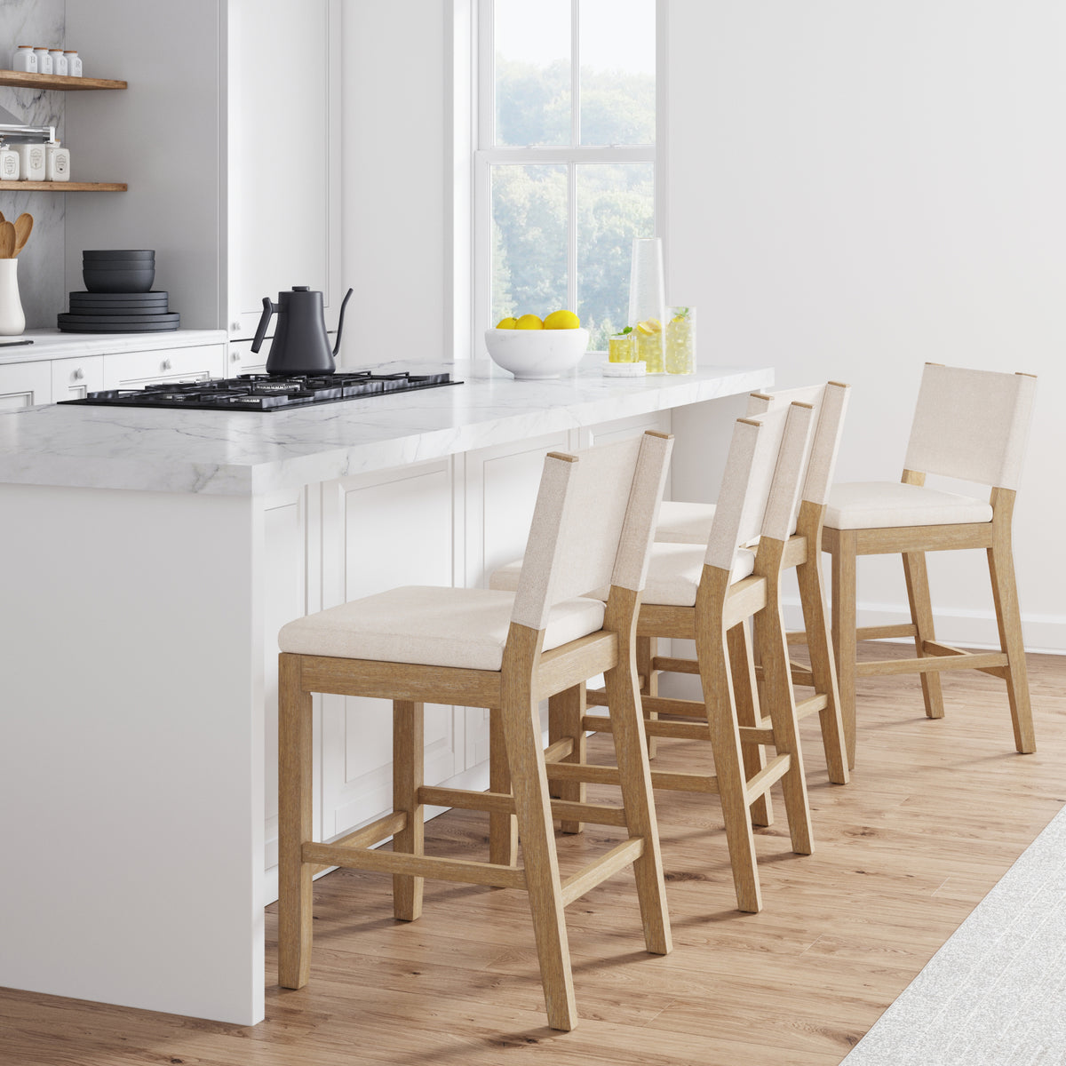 Linus Wood Kitchen Counter Bar Stool with Cushion | Nathan James