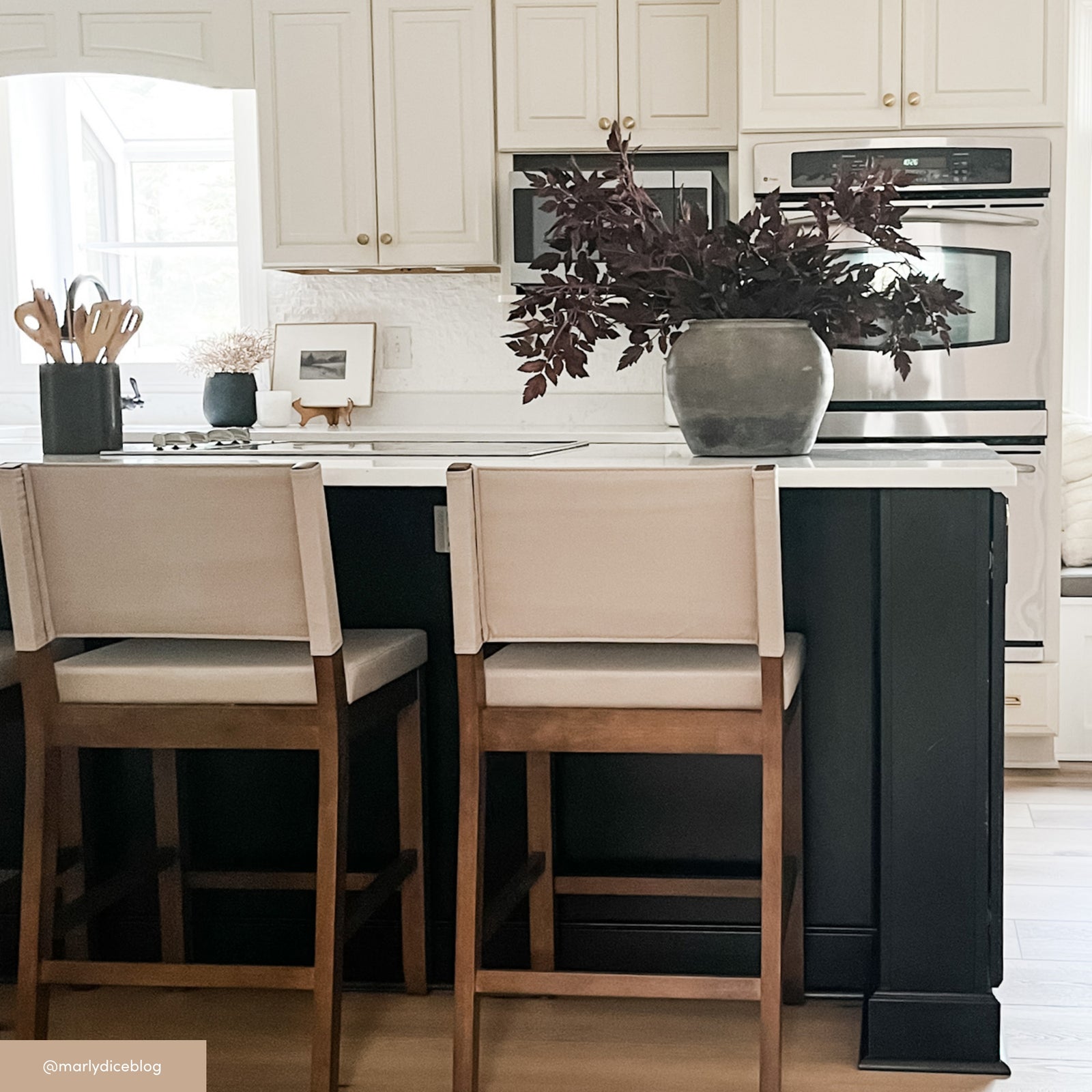 Linus Dark Brown Wood & Cushioned Bar Stool with Back | Nathan James