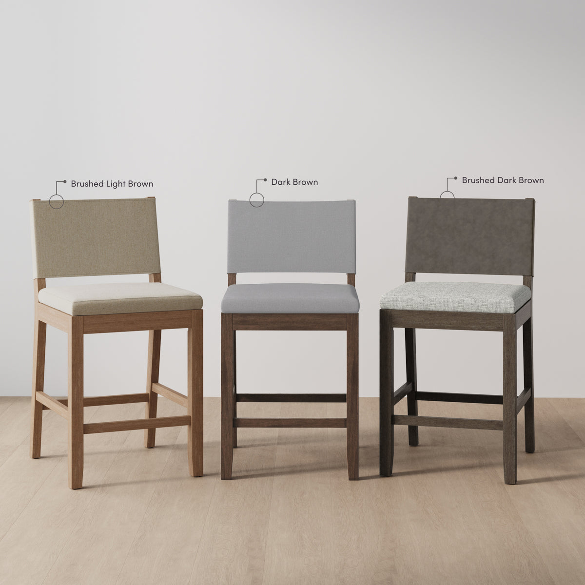 Linus Dark Brown Wood & Cushioned Bar Stool with Back | Nathan James