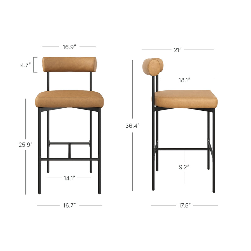 Dahlia Set of 4 Kitchen Brown Bar Stools With Back| Nathan James