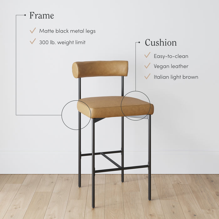 Dahlia Set of 3 Kitchen Brown Bar Stools With Back| Nathan James