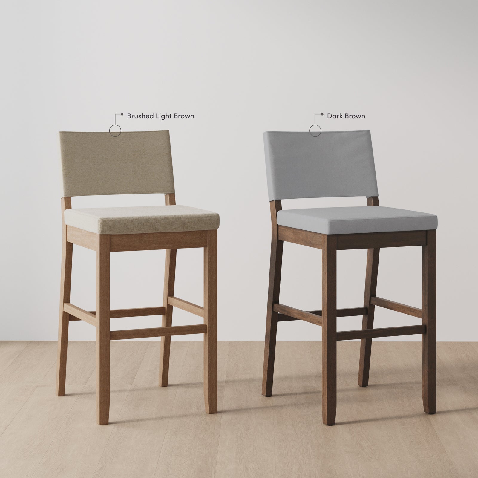 Linus Wood & Cushioned Counter Bar Stool with Back Flax | Nathan James