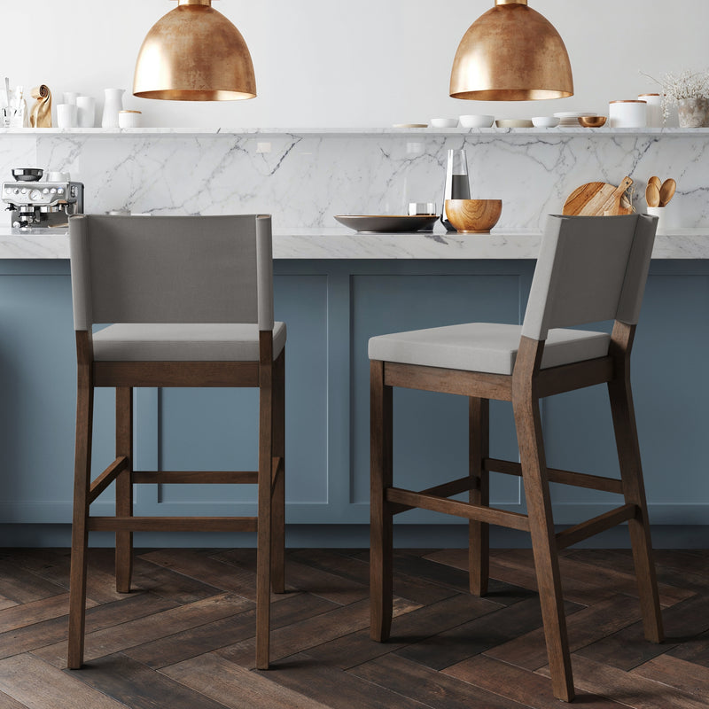 Linus Modern Light Gray Set of 2 Bar Stools with Back | Nathan James