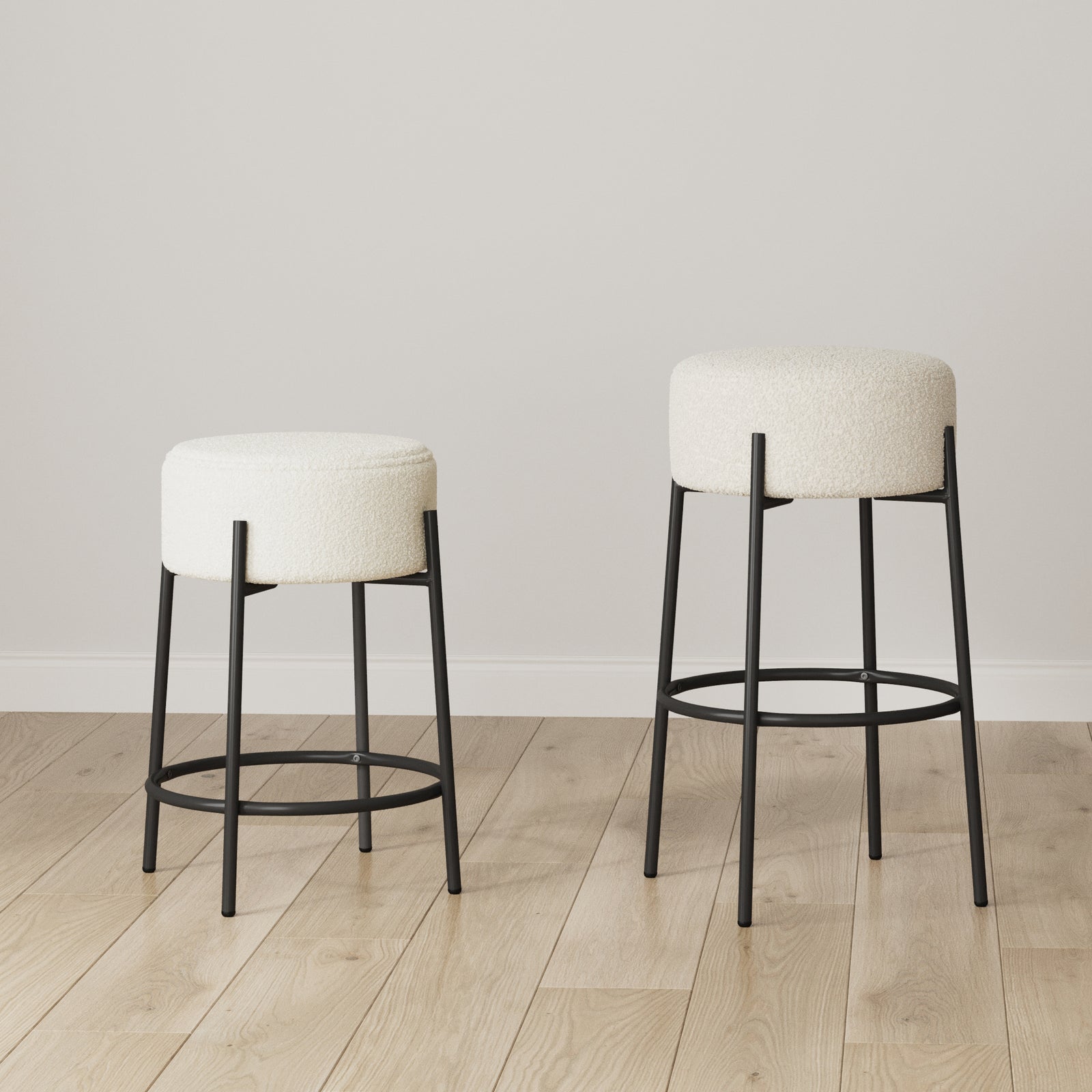 Isaac Round Mid-Century Backless Set of 4 Bar Stools | Nathan James