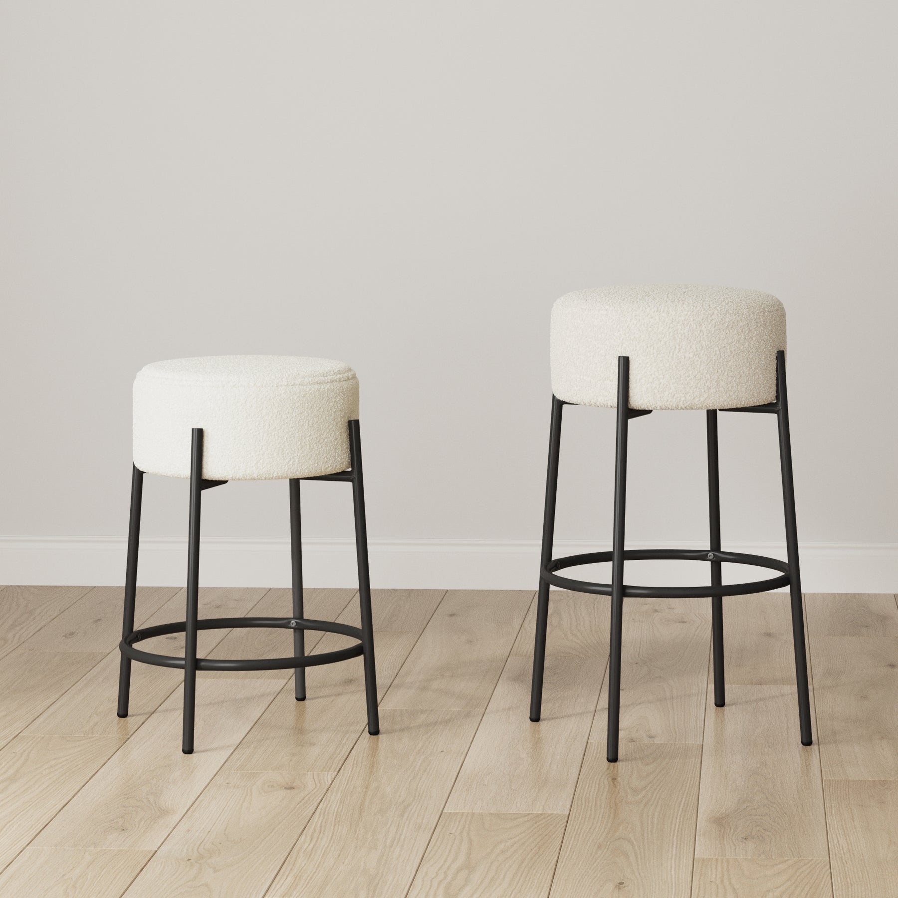 Isaac Round Mid-Century Backless Set of 4 Bar Stools | Nathan James