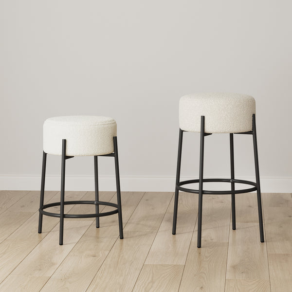 Isaac Round Mid-Century Backless Set of 4 Bar Stools | Nathan James