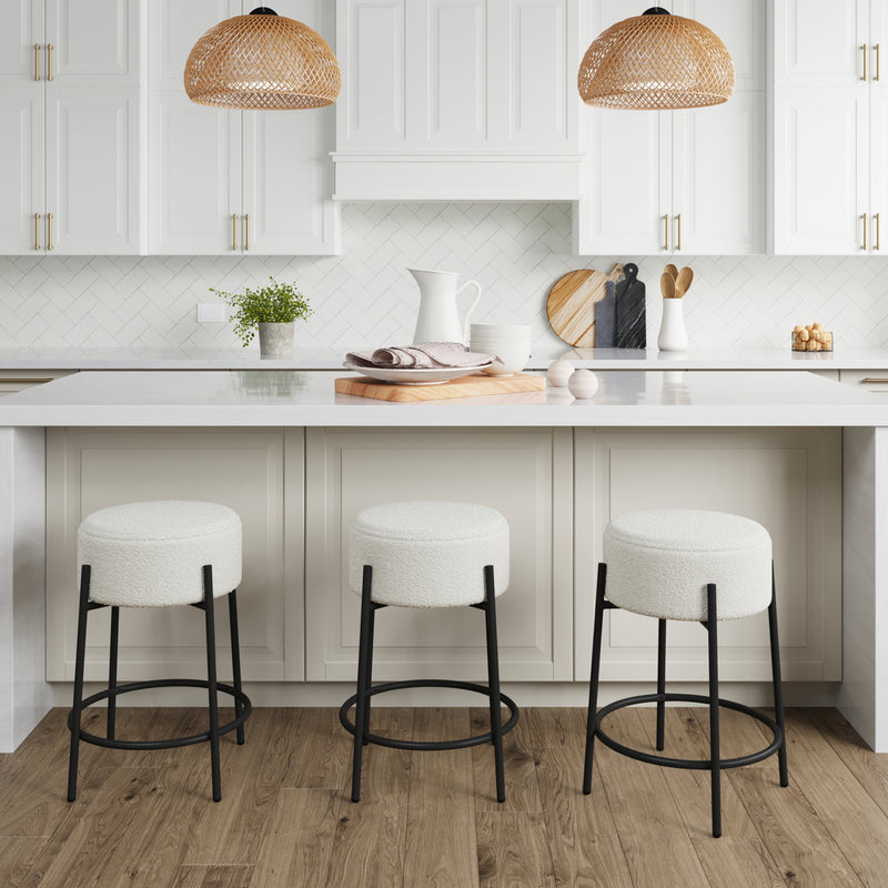 Isaac Round Mid-Century Backless Set of 3 Bar Stools | Nathan James