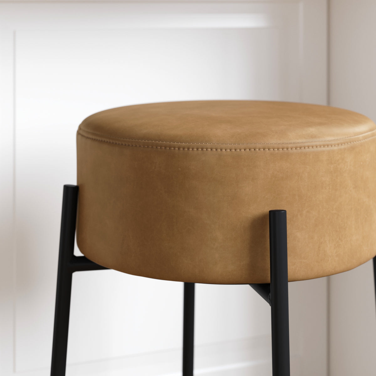 Isaac Round Mid-Century Backless Set of 4 Bar Stools | Nathan James