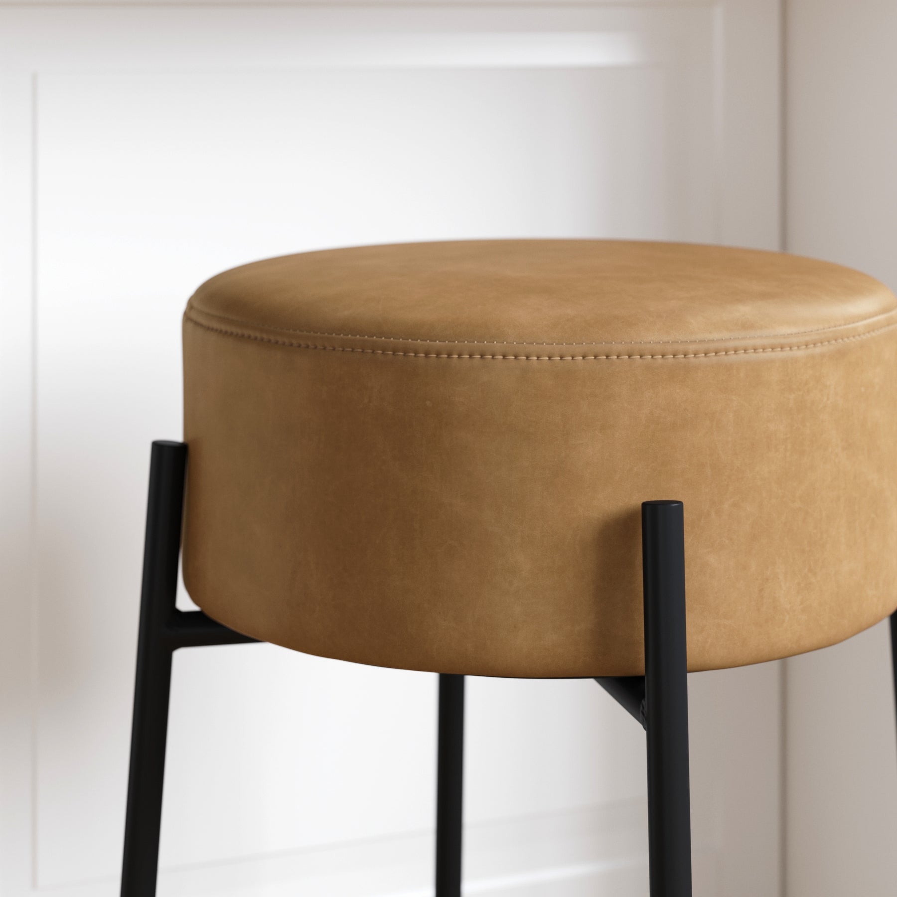 Isaac Round Mid-Century Backless Set of 4 Bar Stools | Nathan James