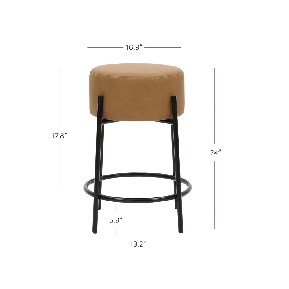 Isaac Round Mid-Century Backless Set of 4 Bar Stools | Nathan James