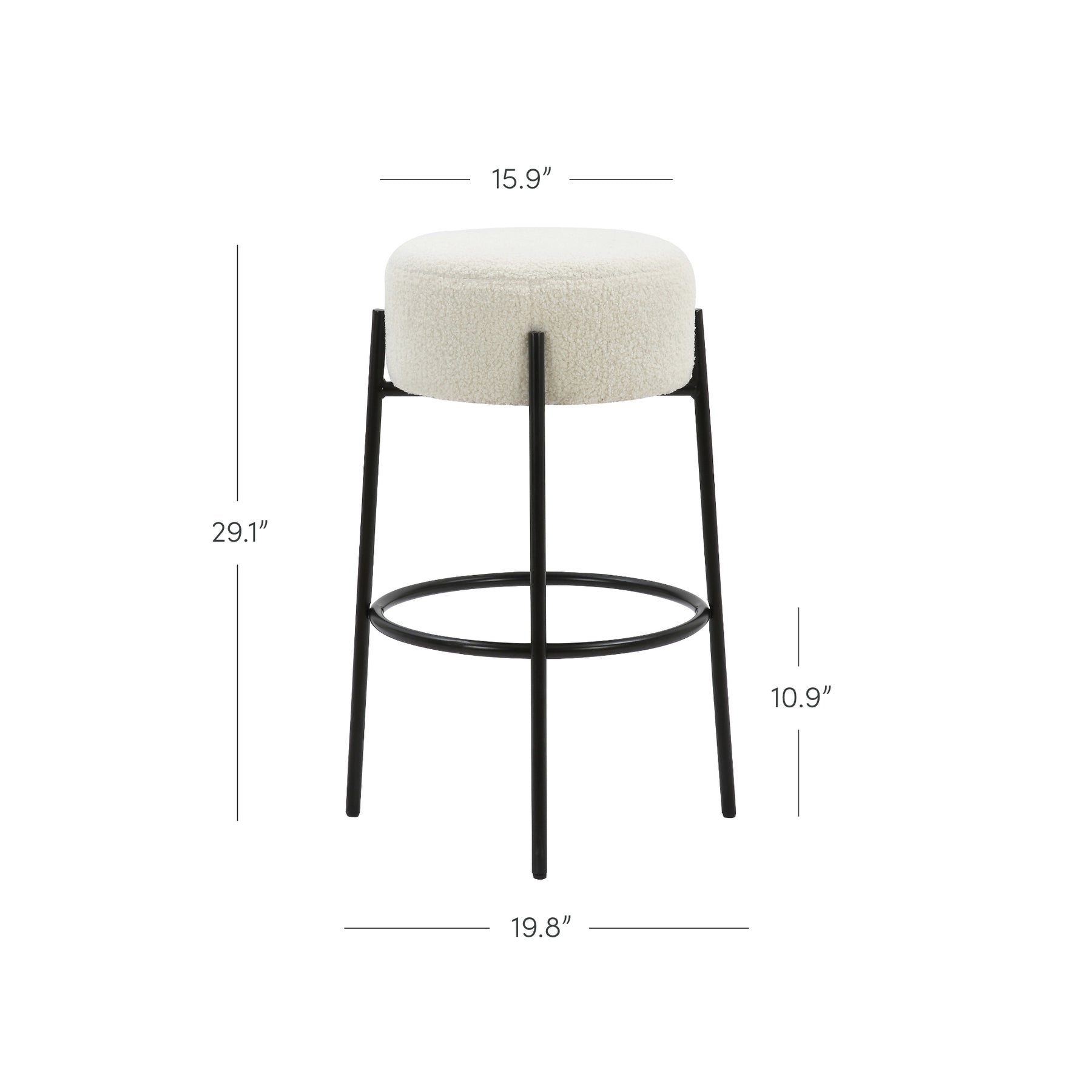 Isaac Round Mid-Century Backless Set of 4 Bar Stools | Nathan James