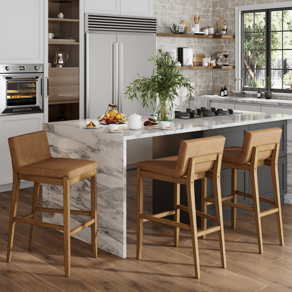 Gracie Modern Bar Height Stool Light Brown Set of 3 | Nathan James