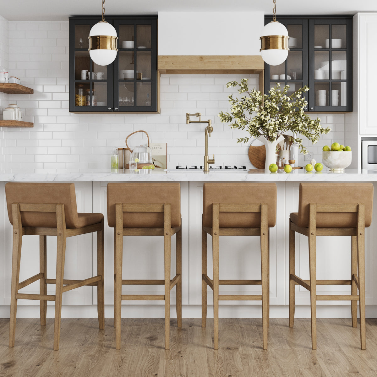 Gracie Modern Bar Height Stool Light Brown Set of 4 | Nathan James