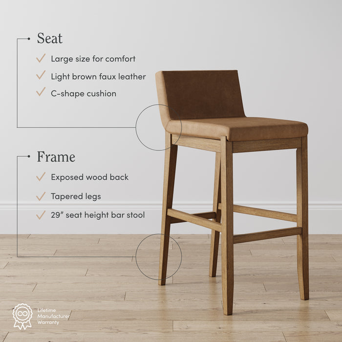 Gracie Modern Bar Height Stool Light Brown Set of 4 | Nathan James