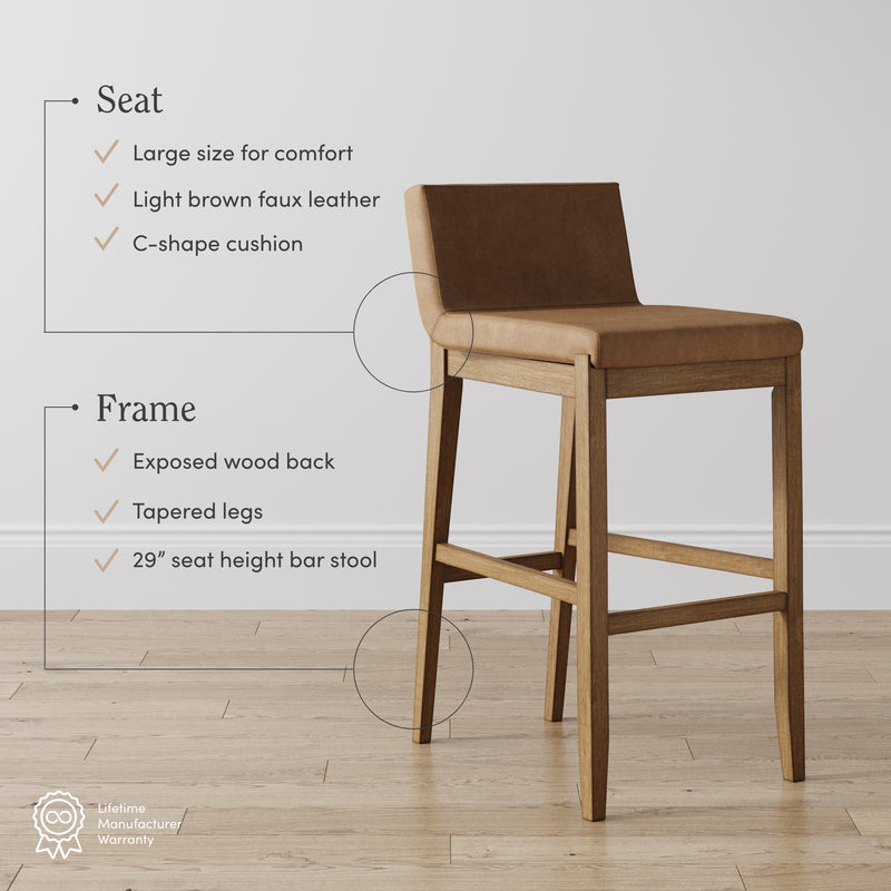Gracie Modern Bar Height Stool Light Brown Set of 3 | Nathan James