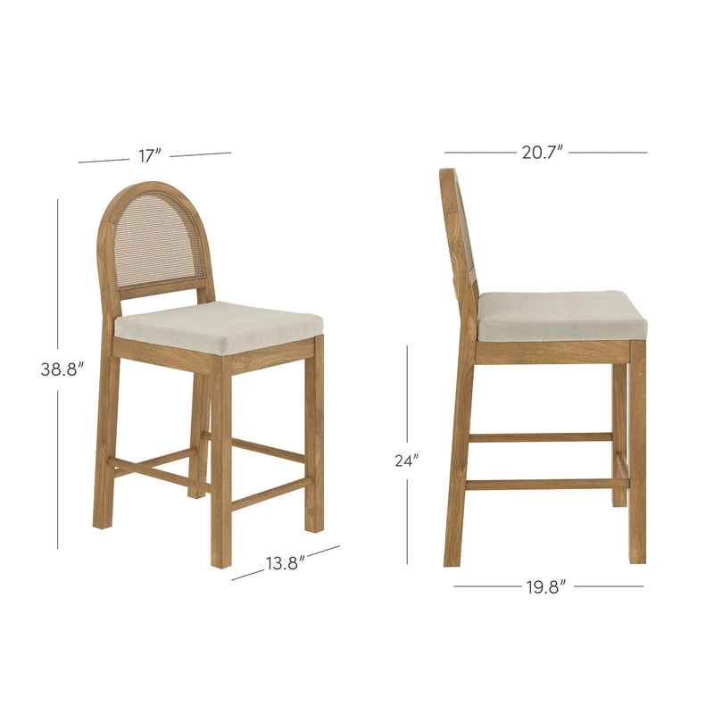 Bailey Bohemian Rattan & Boucle Bar Stool Set of 4 | Nathan James