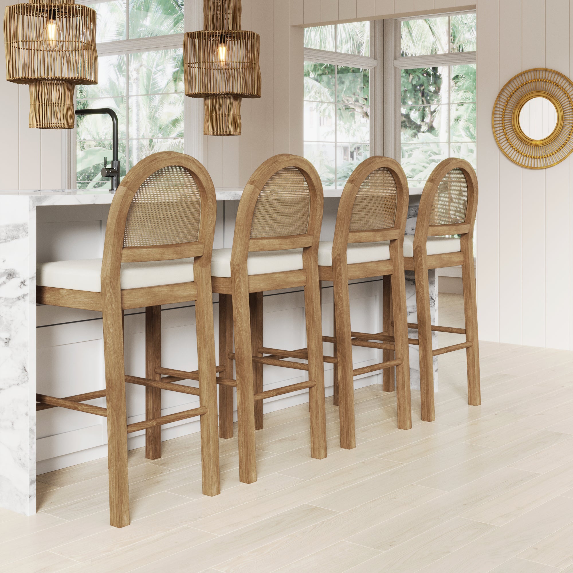 Bailey Bohemian Boucle Bar Height Set of 4 Bar Stool | Nathan James
