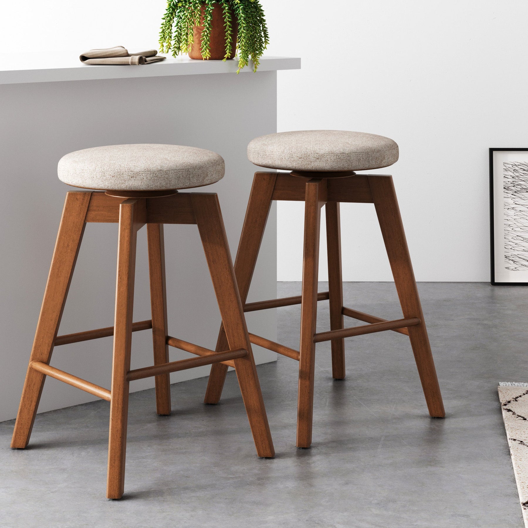 Amalia Backless Antique Coffee Bar Stool Set of 2 | Nathan James