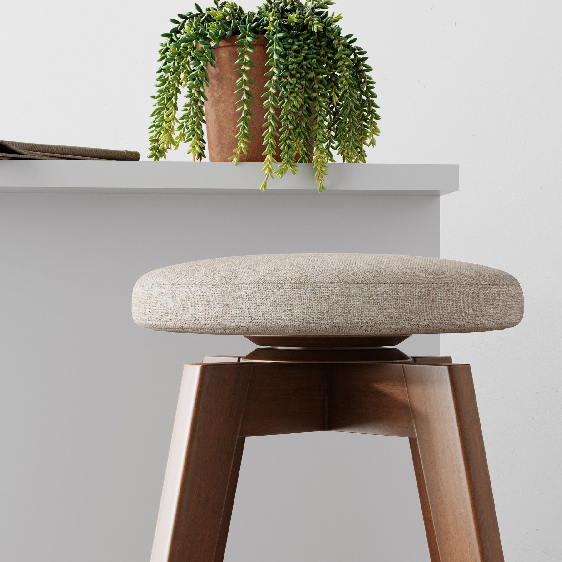 Amalia Backless Antique Coffee Bar Stool 360 Swivel | Nathan James