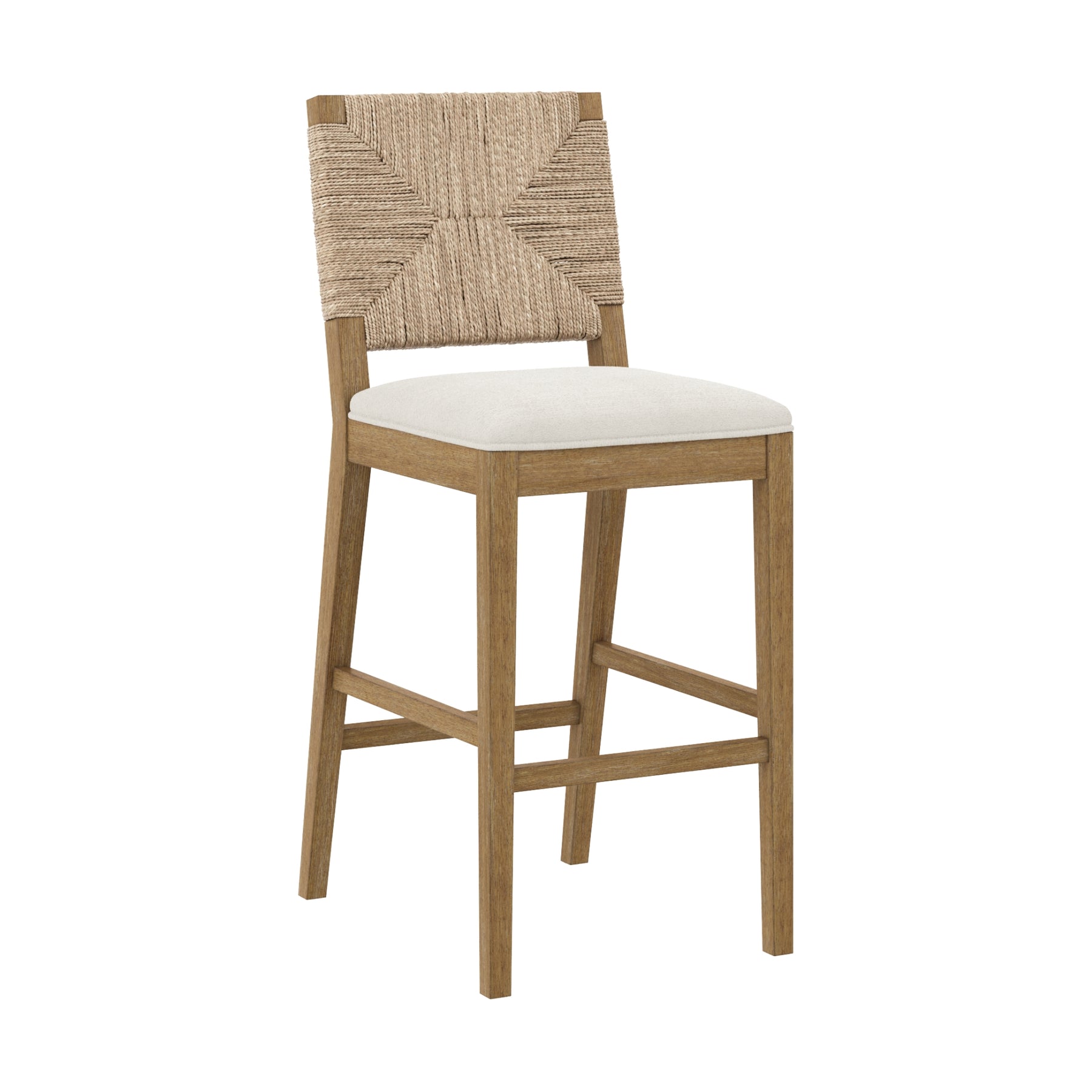 Boucle & Seagrass Bar Stool Light Brown Set of 2 | Nathan James