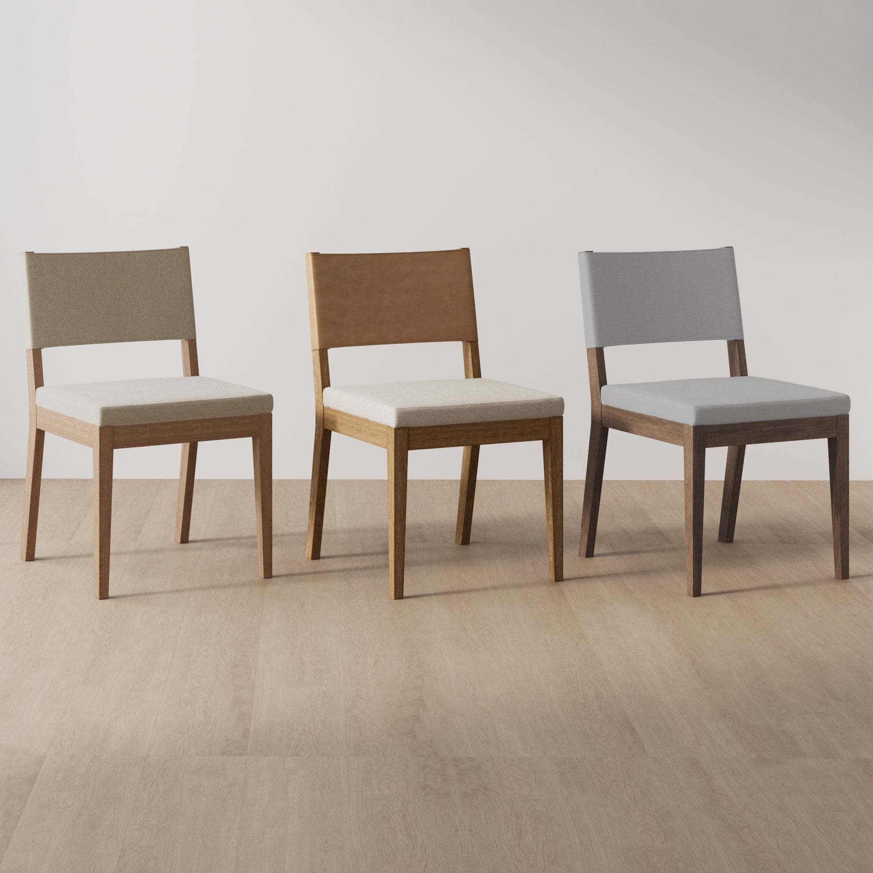 Linus Wood & Faux Leather Set of 4 Dining Chairs | Nathan James