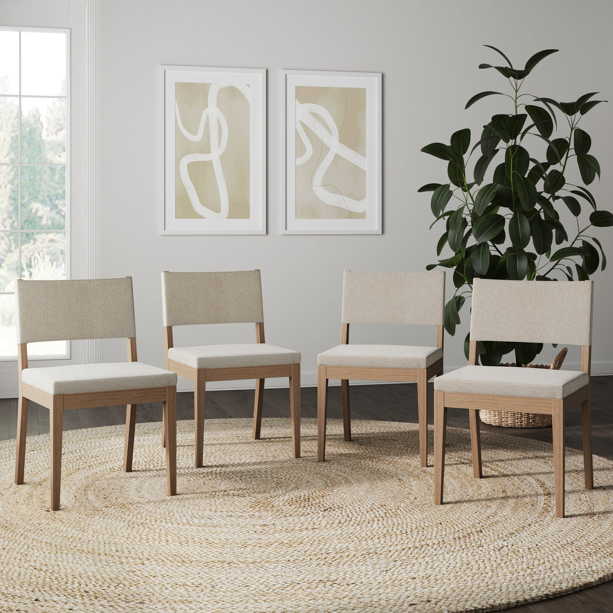Linus Modern Farmhouse Cushioned Dining Chair Set of 4 | Nathan James