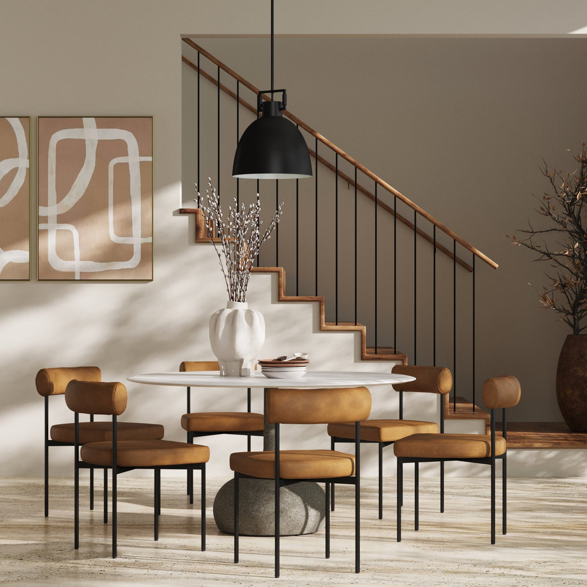 Dahlia Set of 6 Faux Leather Modern Dining Chairs | Nathan James