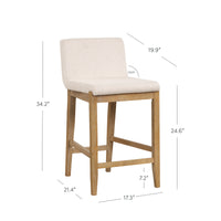 Gracie Set of 3 Flax Upholstered Bar Stool with Back | Nathan James