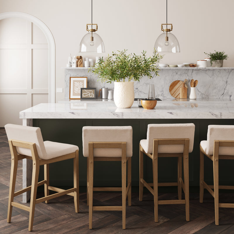 Gracie Modern Wood Upholstered Bar Stool with Back | Nathan James