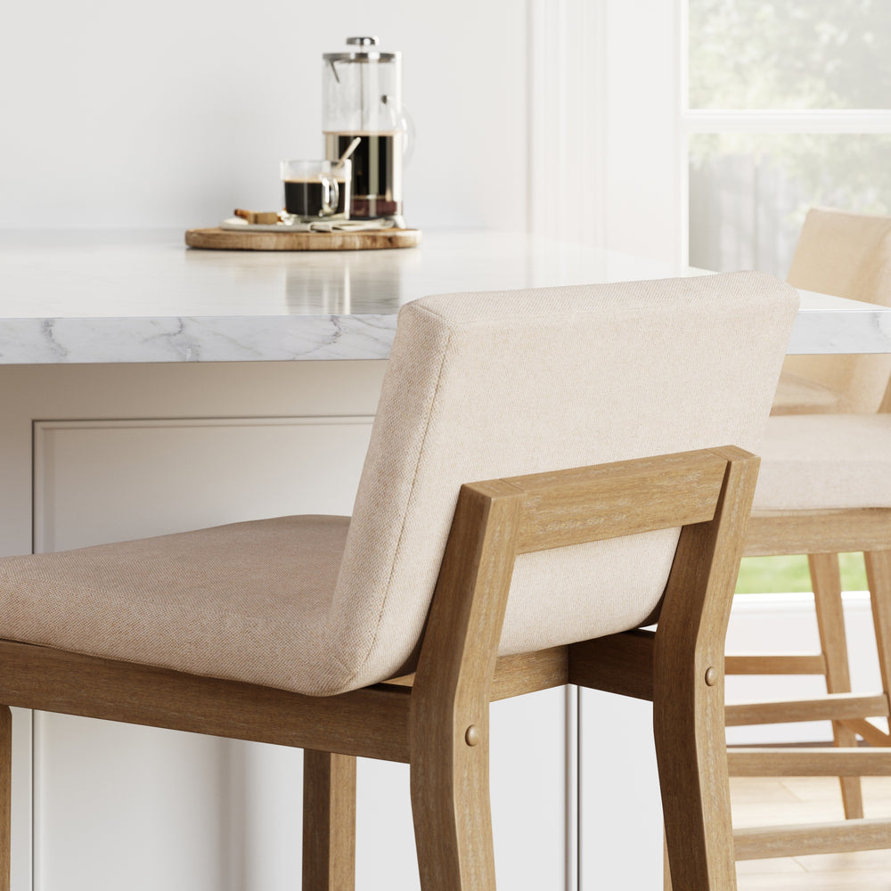 Gracie Modern Wood Upholstered Bar Stool with Back | Nathan James