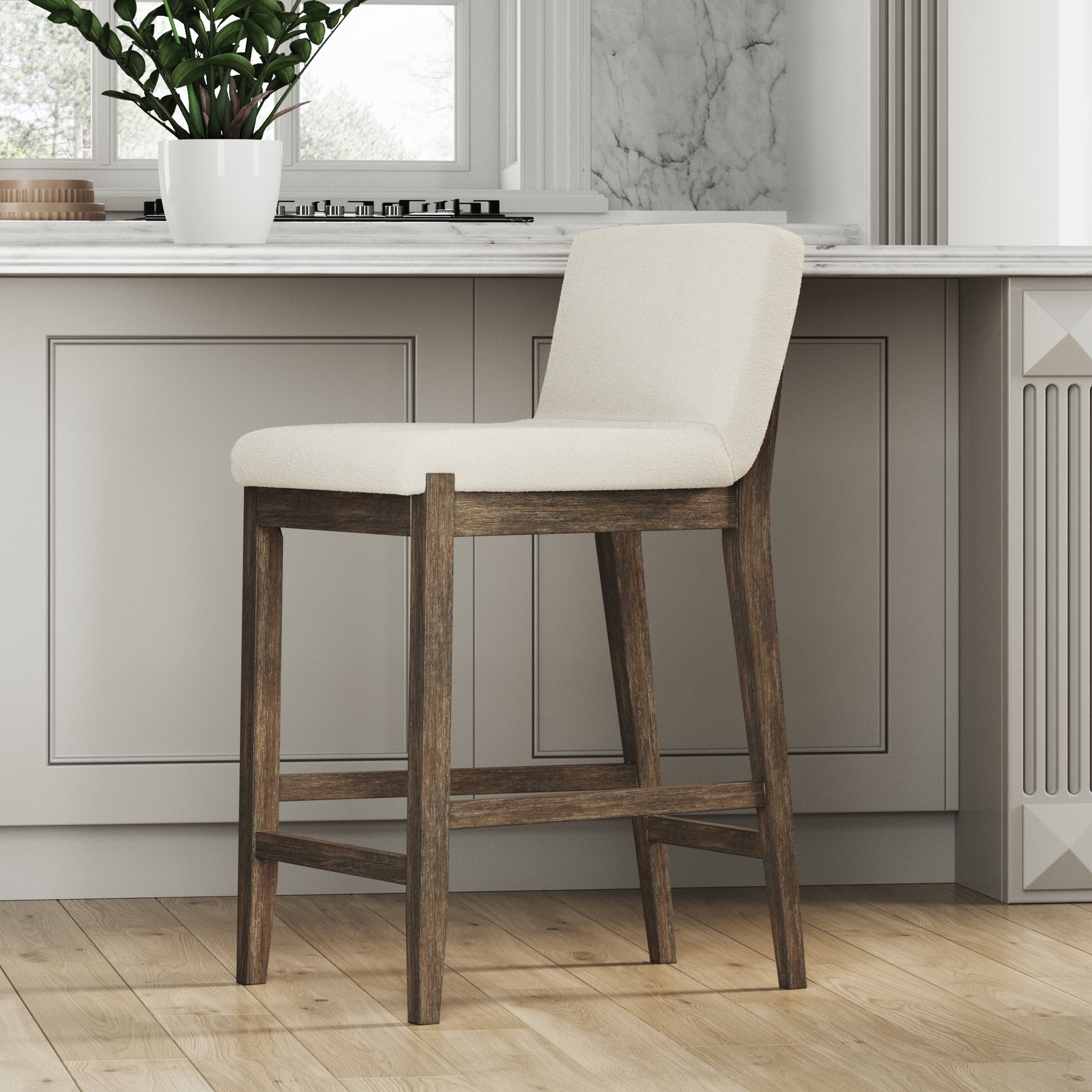 Gracie Modern Upholstered Bar Stool with Back Brown | Nathan James