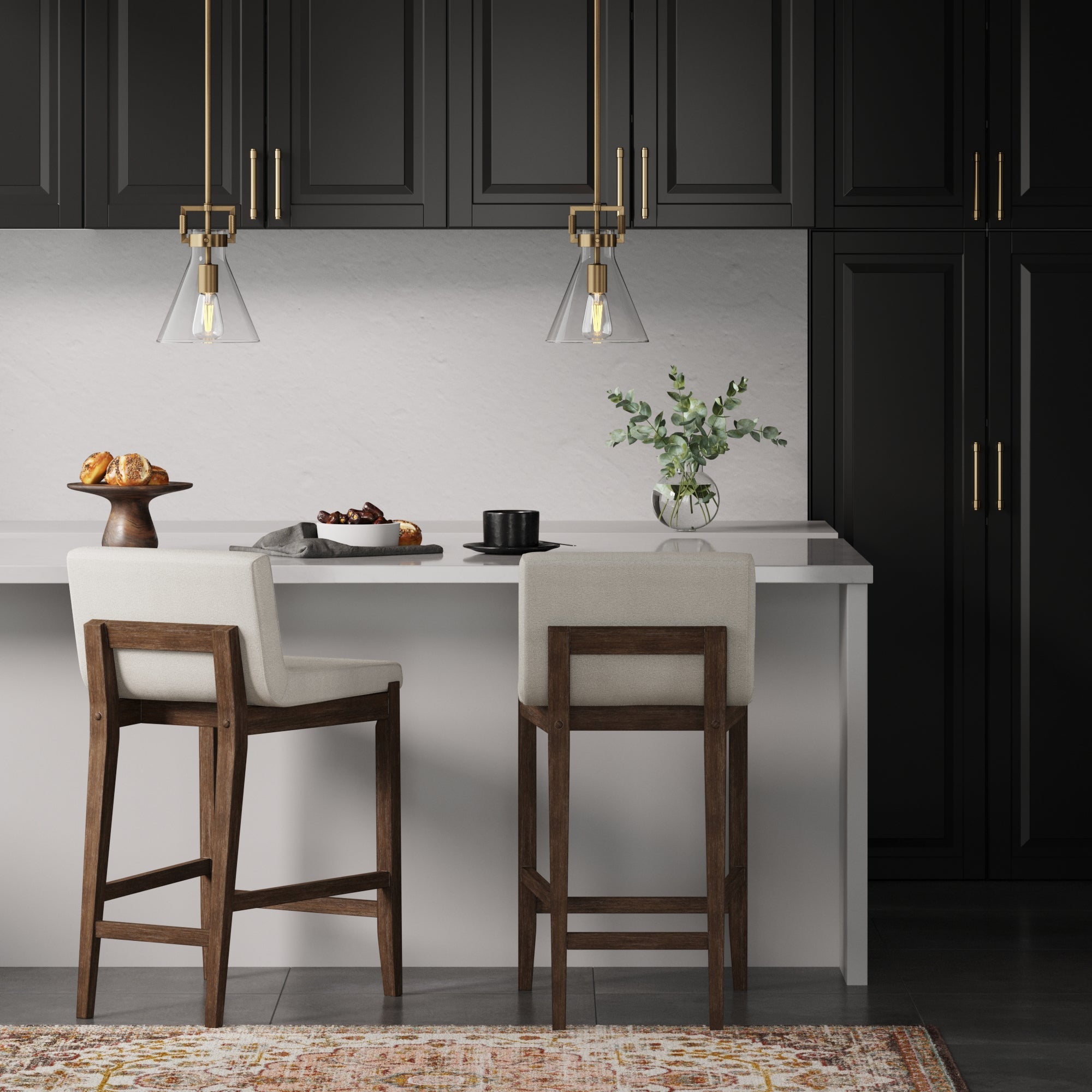 Gracie Modern Set of 2 Bar Stools with Back Brown | Nathan James