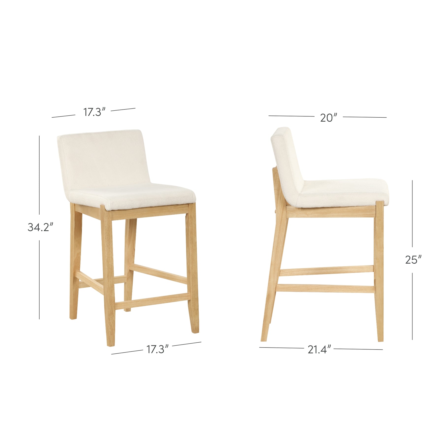 Gracie Modern Warm Pine Wood Bar Stool with Back | Nathan James