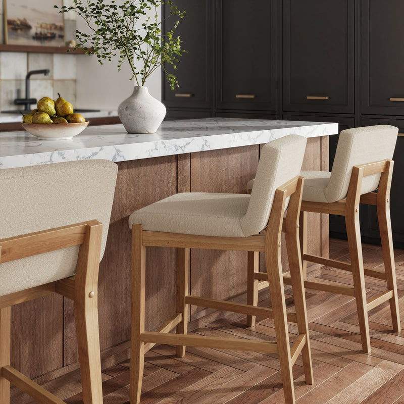 Gracie Modern Warm Pine Wood Bar Stool with Back | Nathan James