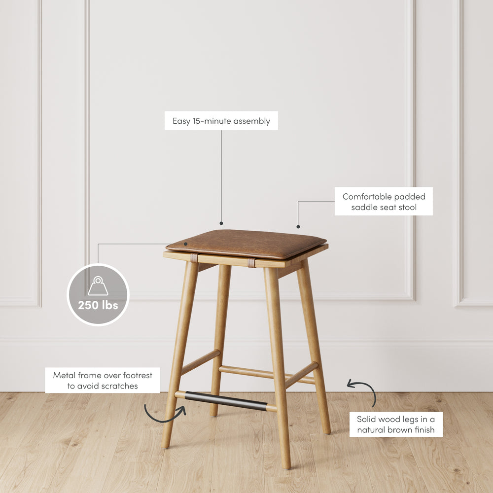 Barker Backless Warm Pine Wood Stool Set of 2 | Nathan James