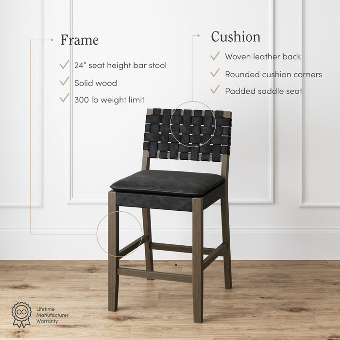 Cohen Set of 3 Wood Bar Stool with Back Graphite | Nathan James