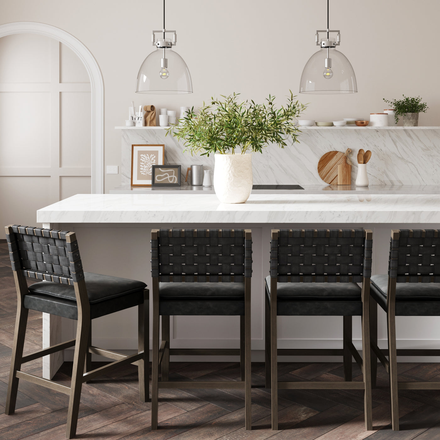 Cohen Set of 4 Wood Bar Stool with Back Graphite | Nathan James